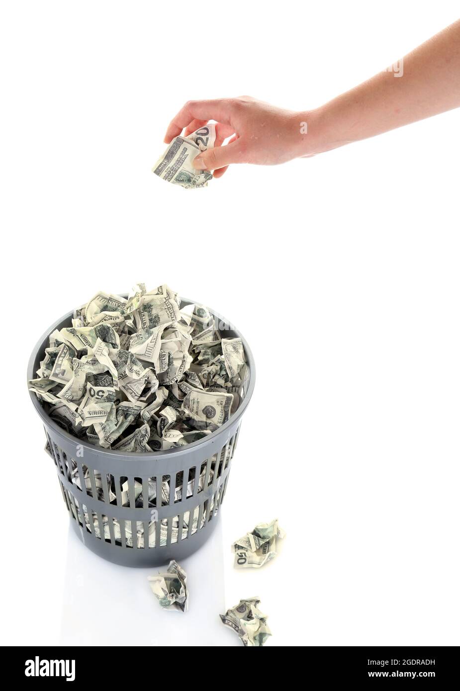 Garbage can full money hi-res stock photography and images - Alamy
