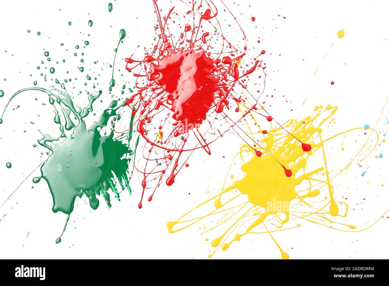 Colorful splashes of paint isolated on white Stock Photo - Alamy