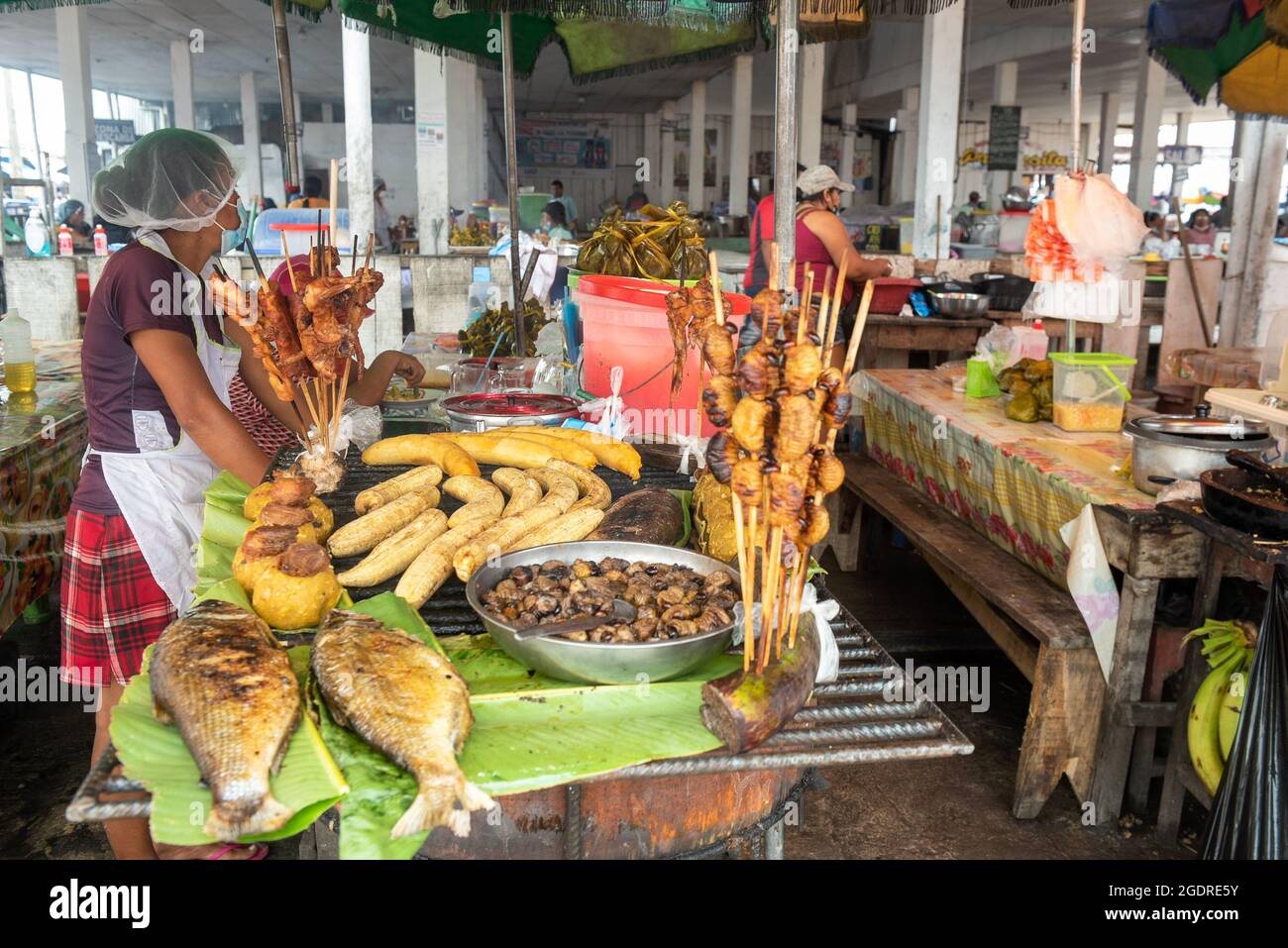 Fried Suri worms Rhynchophorus palmarum on a market in Iquitos, Peru ...