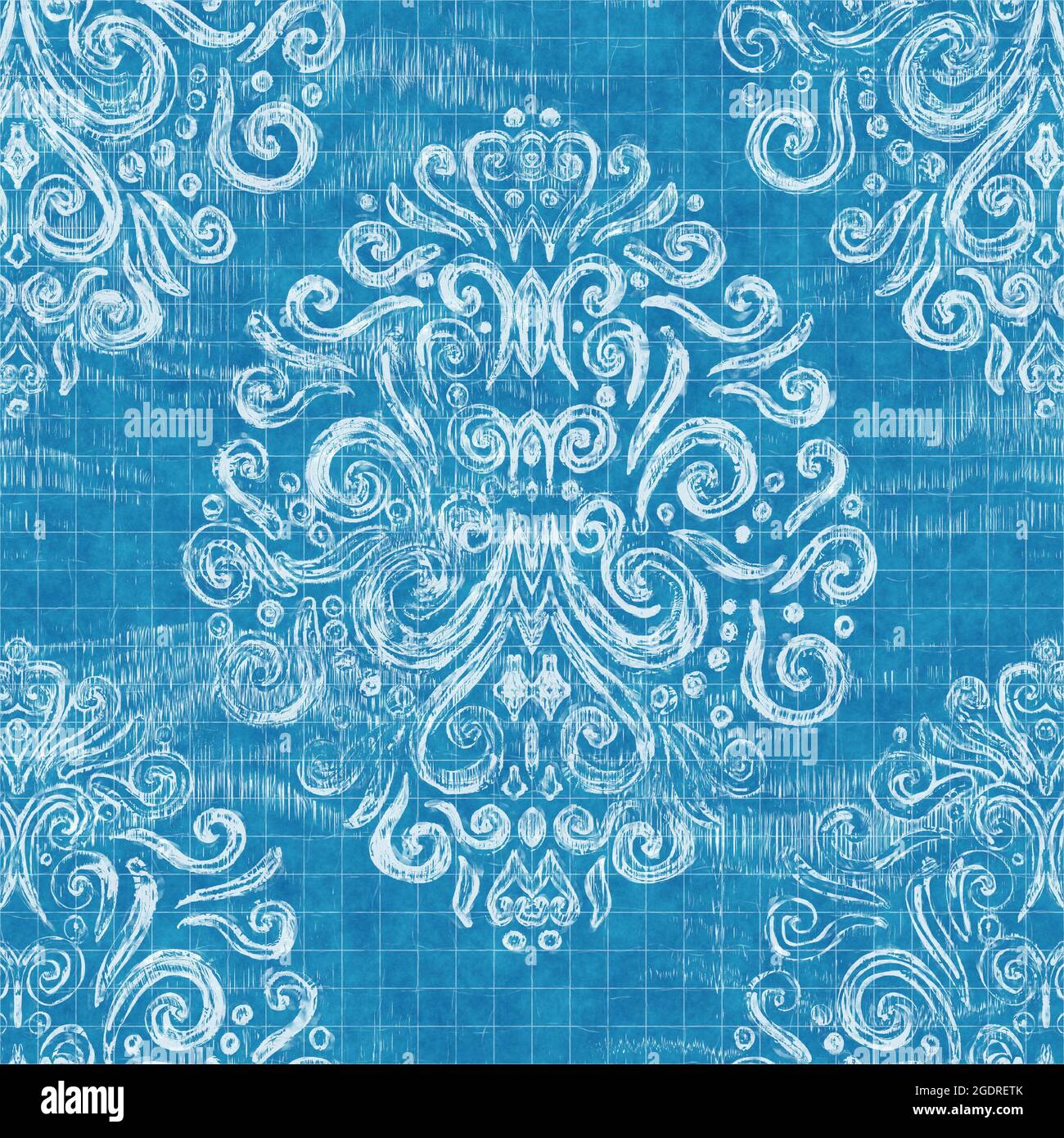 Seamless bright blue blueprint pattern for textile and print Stock ...