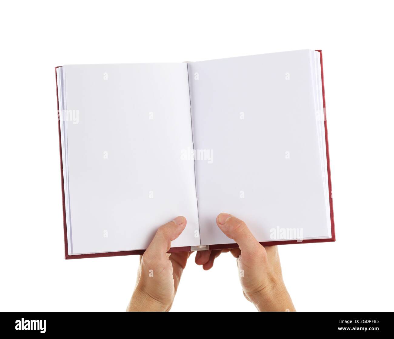 Man hands hold book isolated on white Stock Photo - Alamy