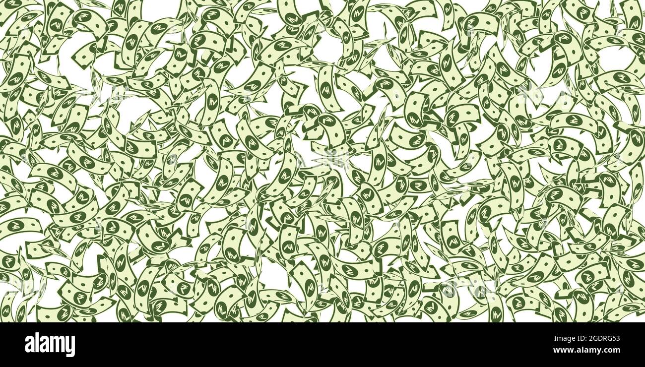 Indian rupee notes falling. Floating INR bills on white background ...