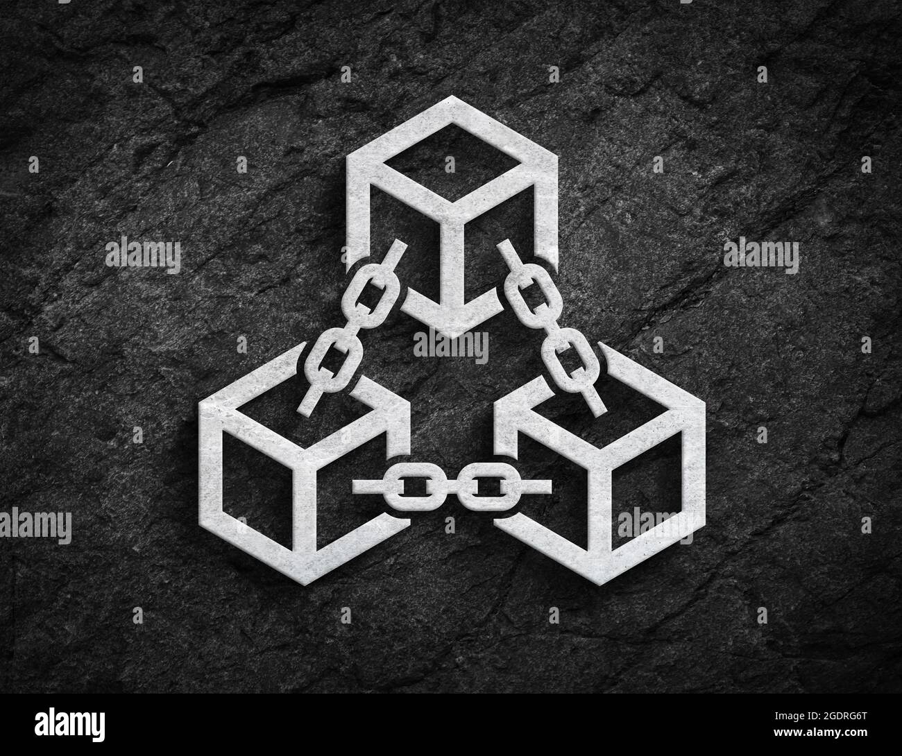 Block chain symbol stone wall background Stock Photo - Alamy