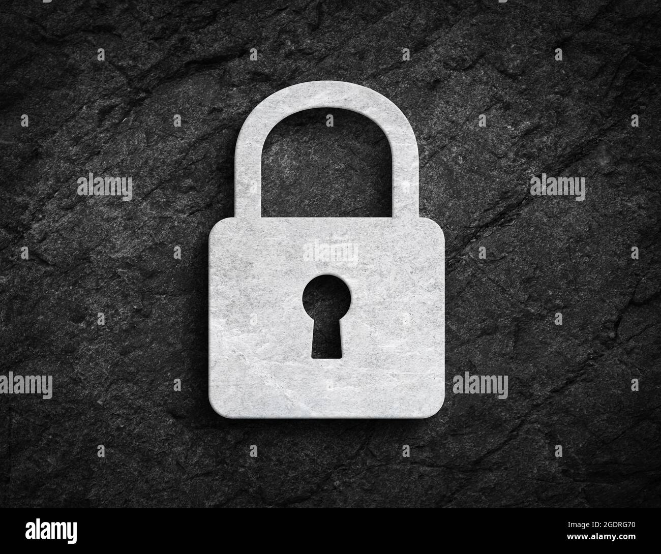 Closed padlock symbol stone wall background Stock Photo - Alamy