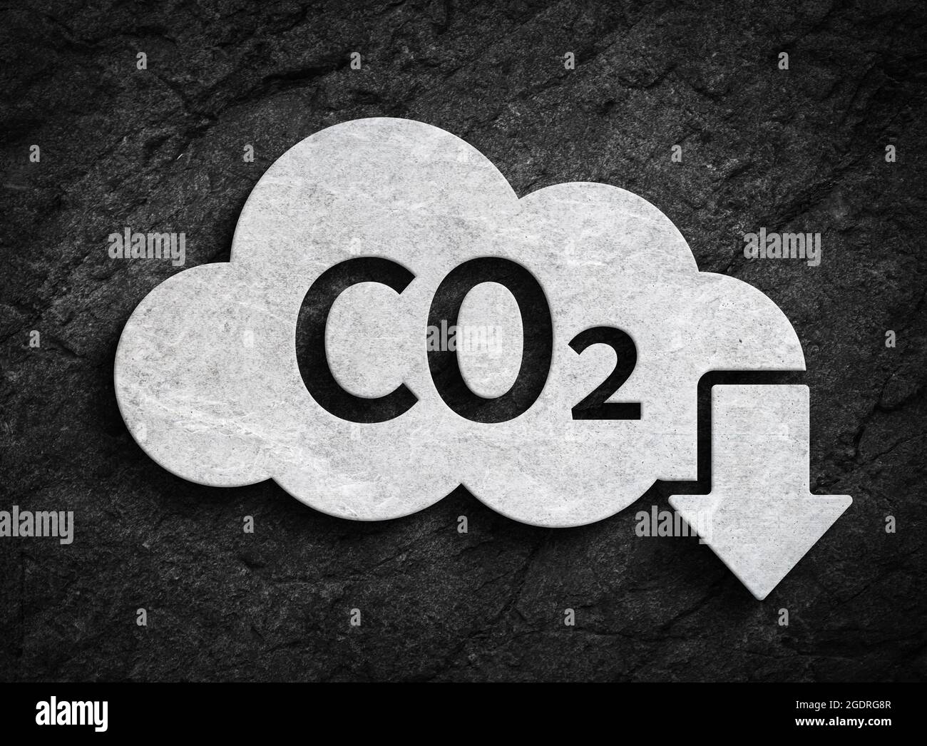Cloud co2 pollution reduction symbol stone wall background Stock Photo ...