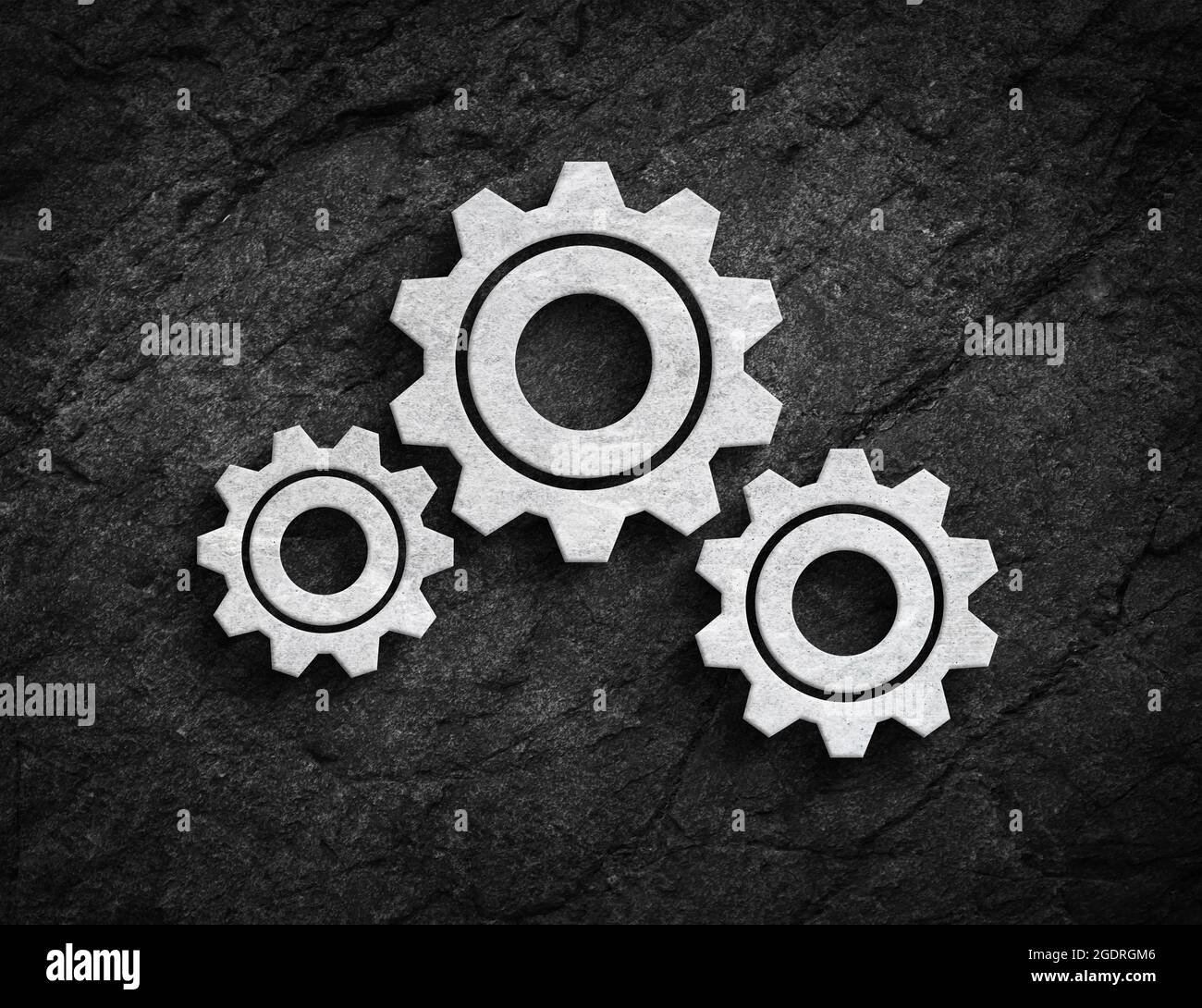 White gears stone symbol for repair maintenance or mechanism symbol ...