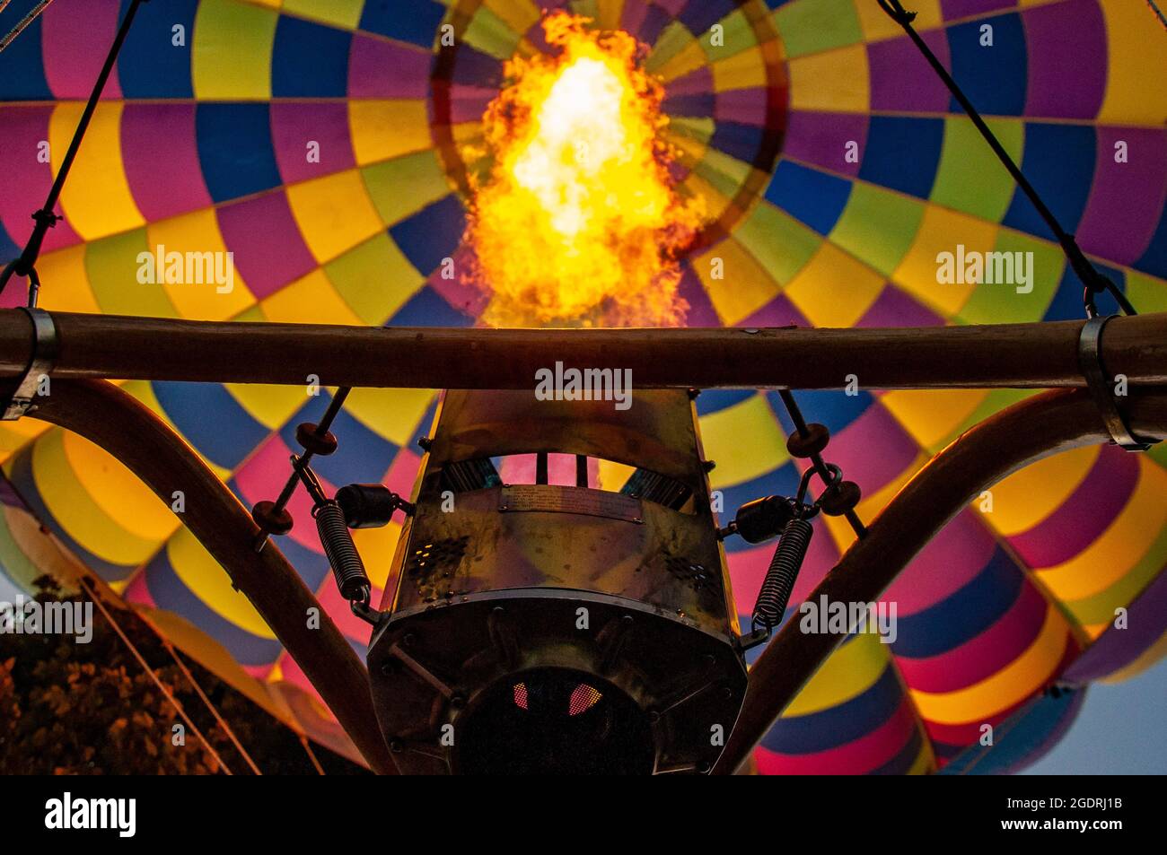 Lit Burner of a Hot Air Balloon Stock Photo - Alamy
