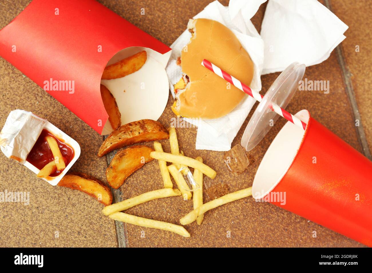 Fast food litter Stock Photo - Alamy