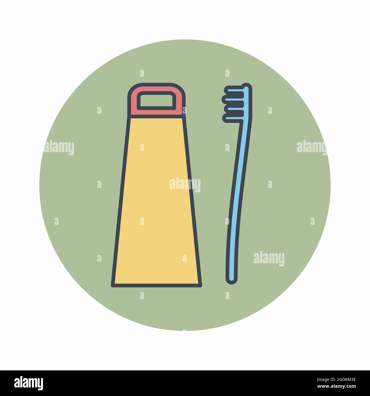 Vector Graphic of - Toothbrush and Toothpaste - Color Mate Style ...