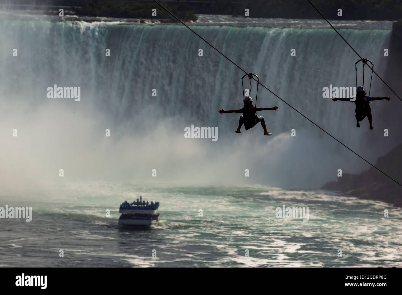 NIAGARA FALLS, ONTARIO, CANADA - AUGUST 9/2021 - Tourists enjoying a ...