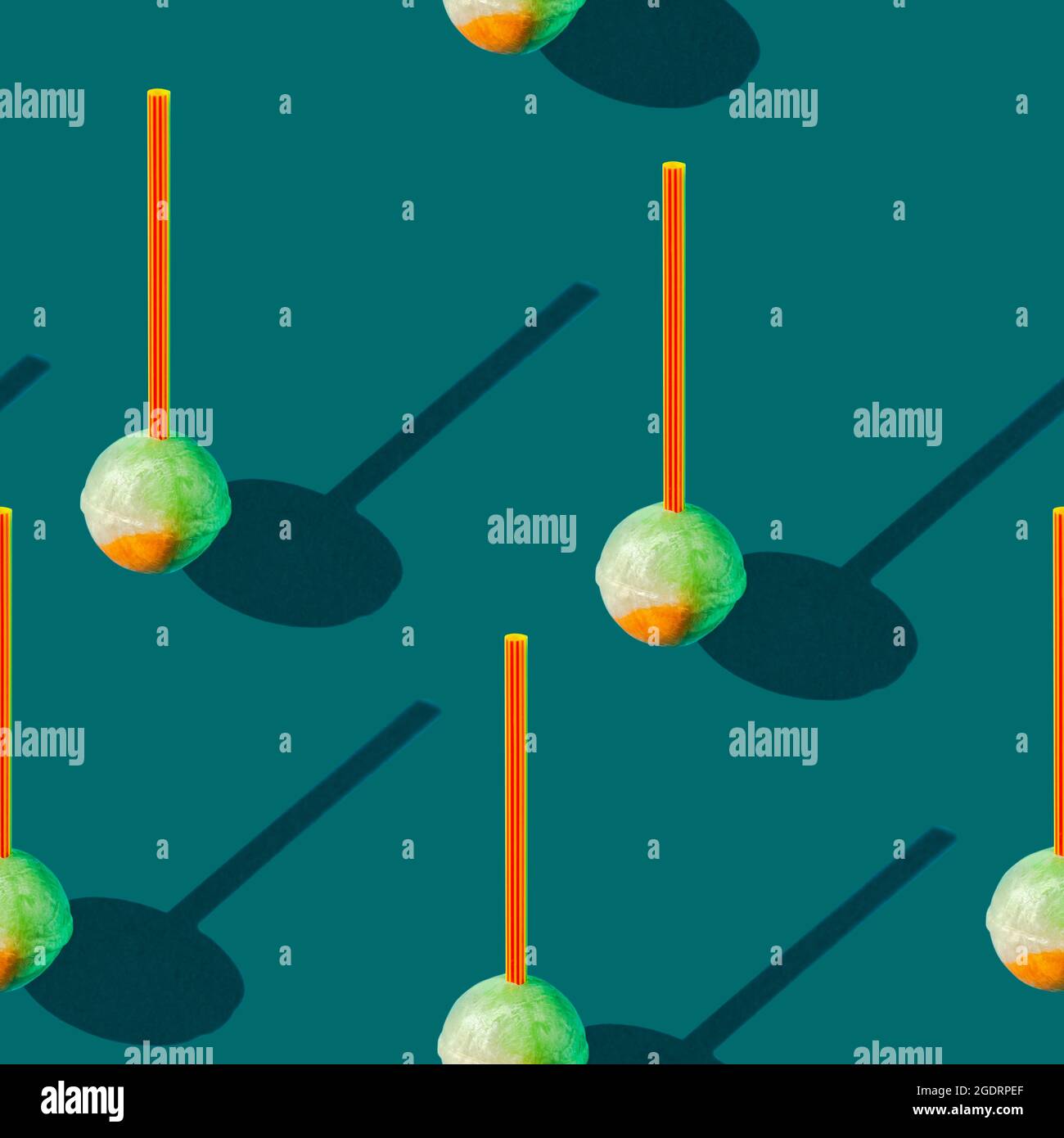 Photo in the form of a seamless pattern. Candy on a stick with shadows ...
