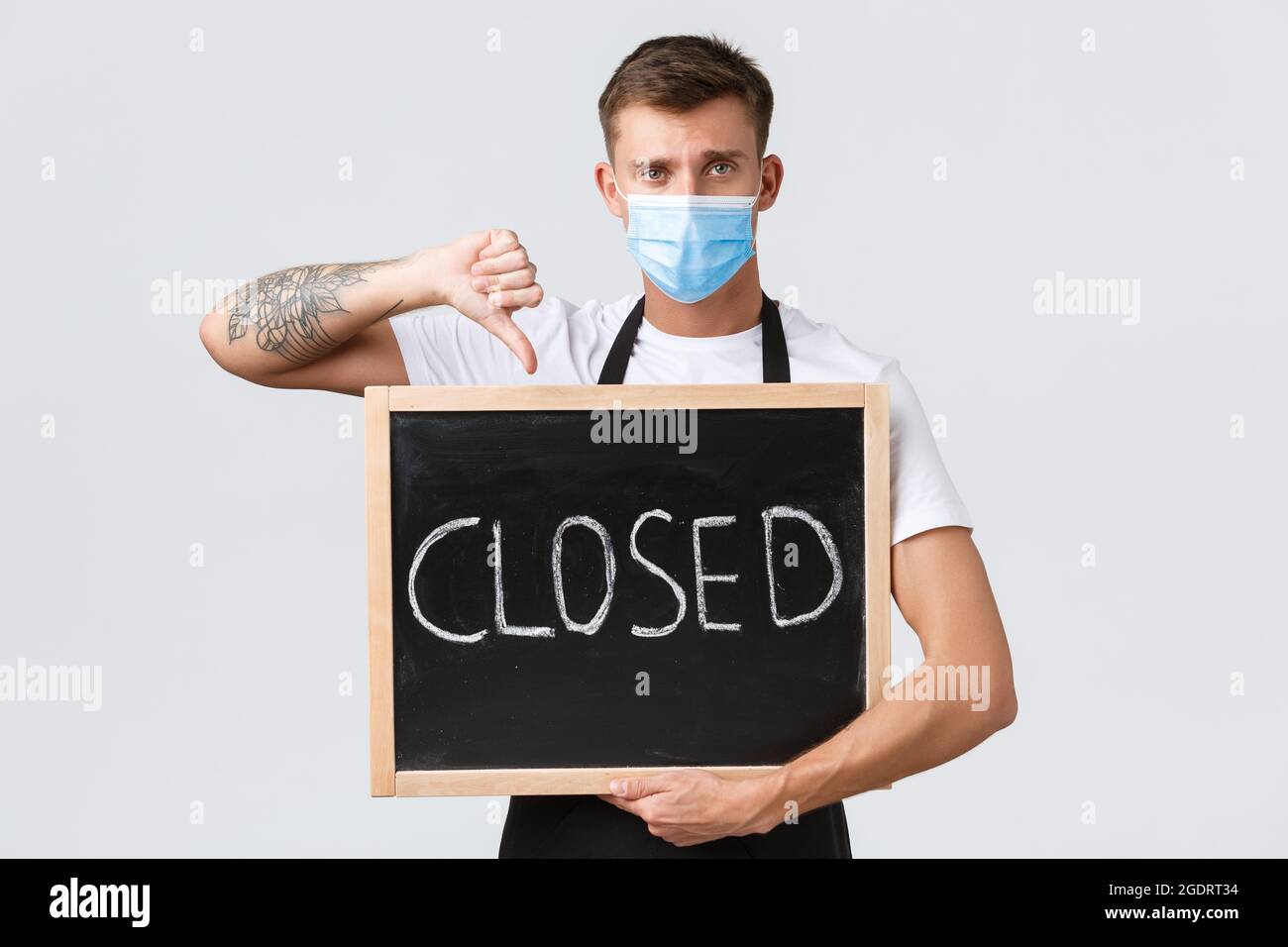 Small retail business owners, covid-19 and social distancing concept ...