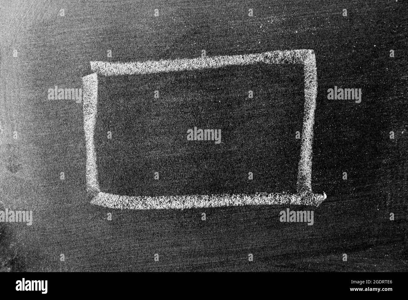 White color chalk hand drawing as square or rectangle shape on ...