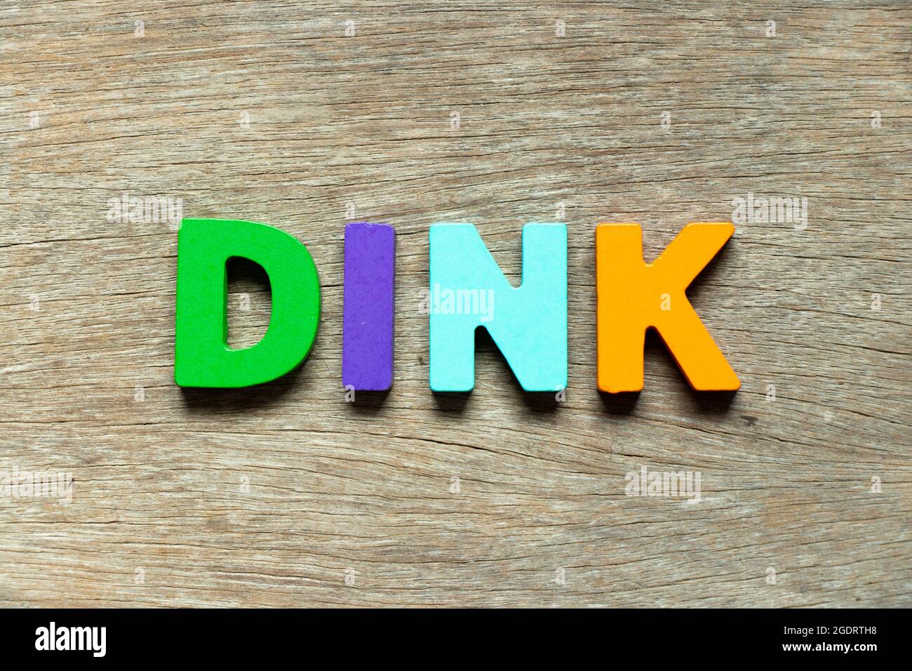 Color alphabet letter in word DINK (Abbreviation of Double income, no ...