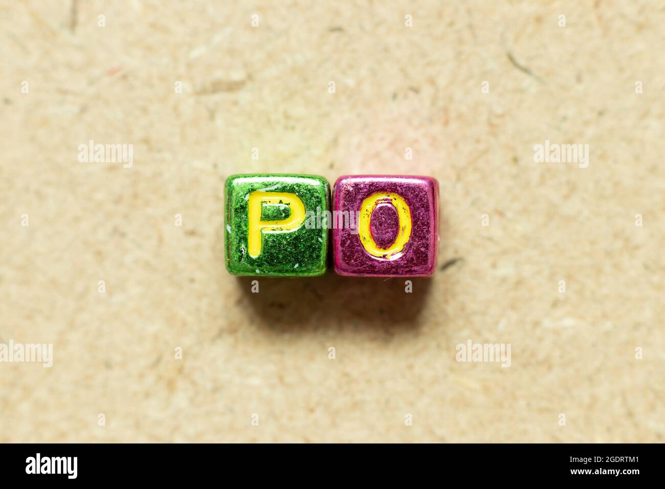 Metallic color alphabet letter block in word PO (Abbreviation of ...