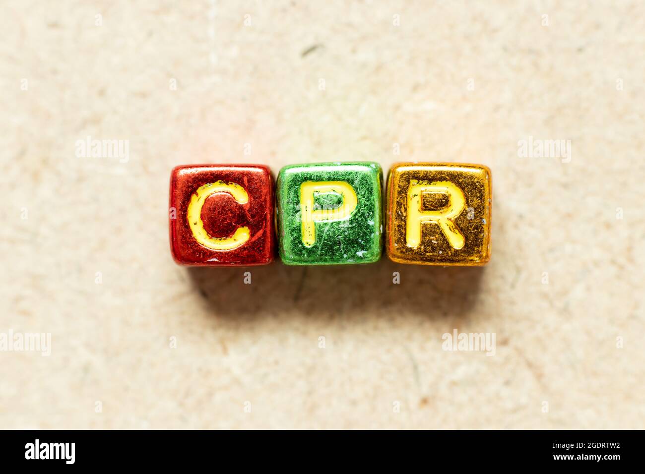 Metallic color alphabet letter block in word CPR (abbreviation of ...