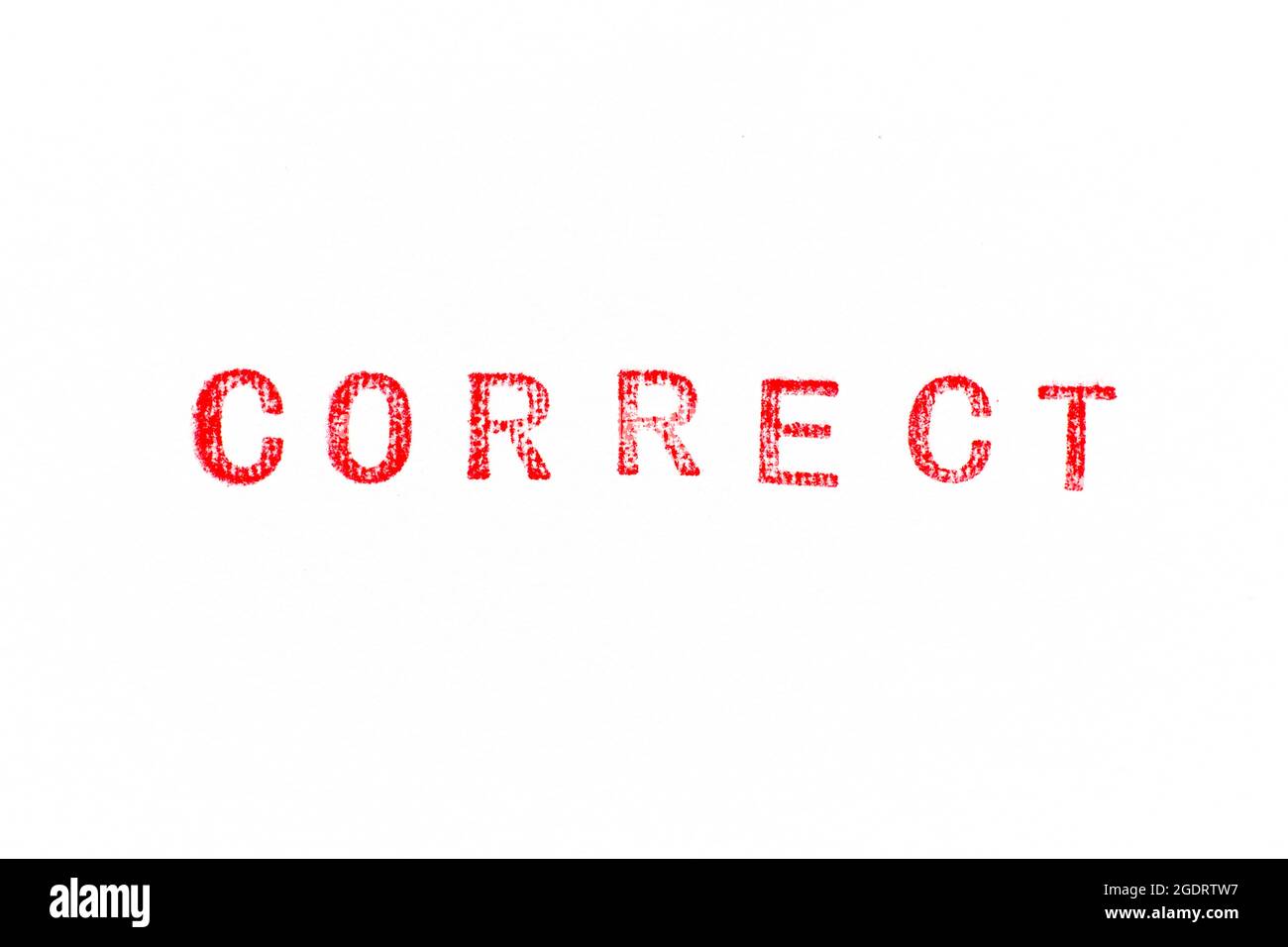 Red color rubber stamp in word correct on white paper background Stock ...