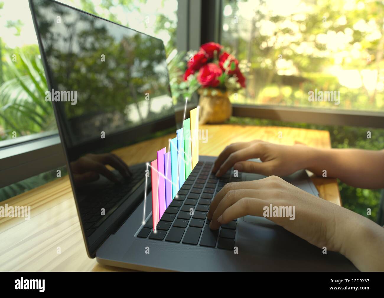 Businessmen are typing information on personal computers in private ...