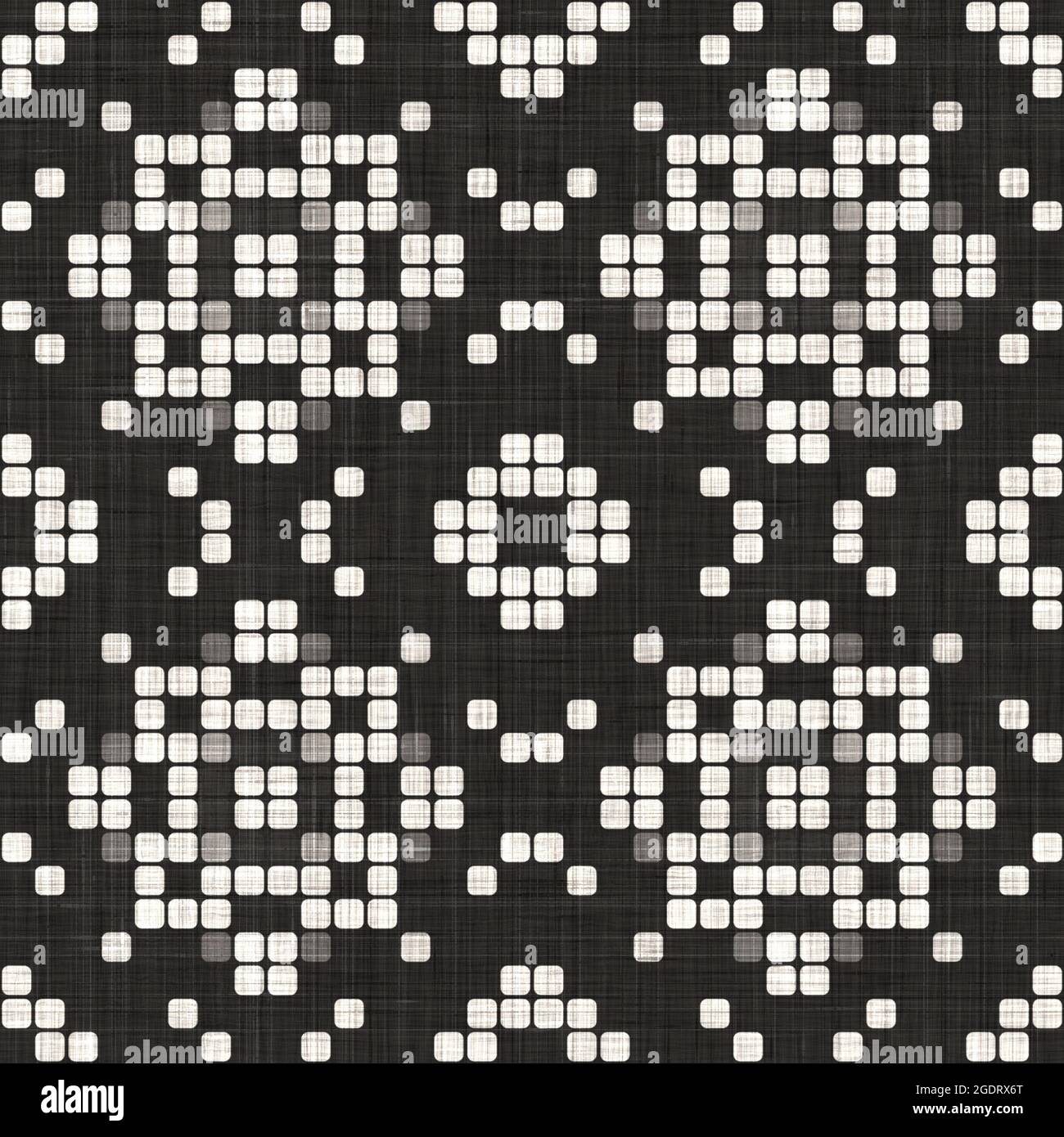 Seamless black white woven cloth geometric linen texture. Two tone ...