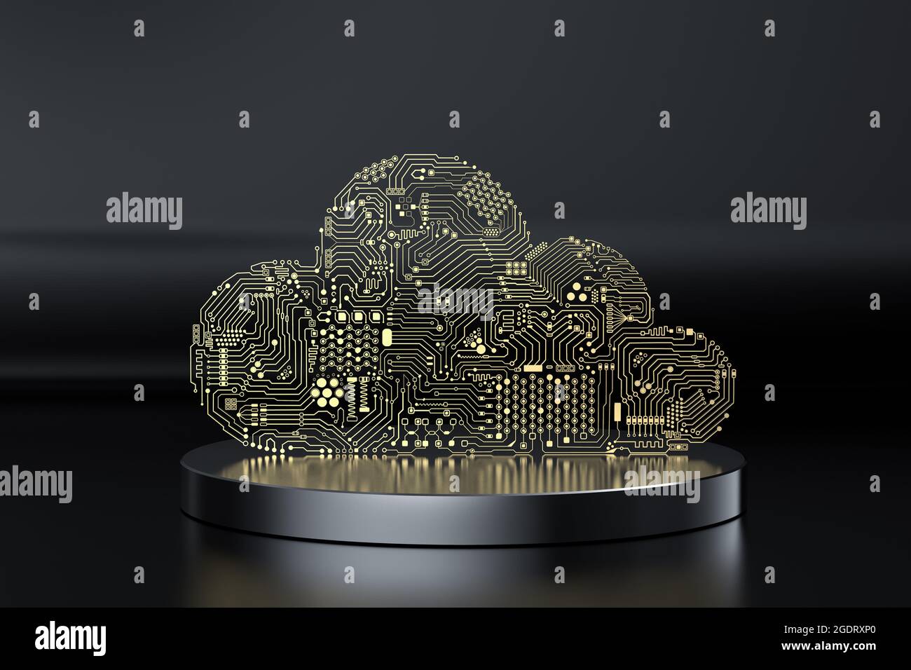 3d rendering golden circuit cloud for cloud computing technology Stock Photo - Alamy