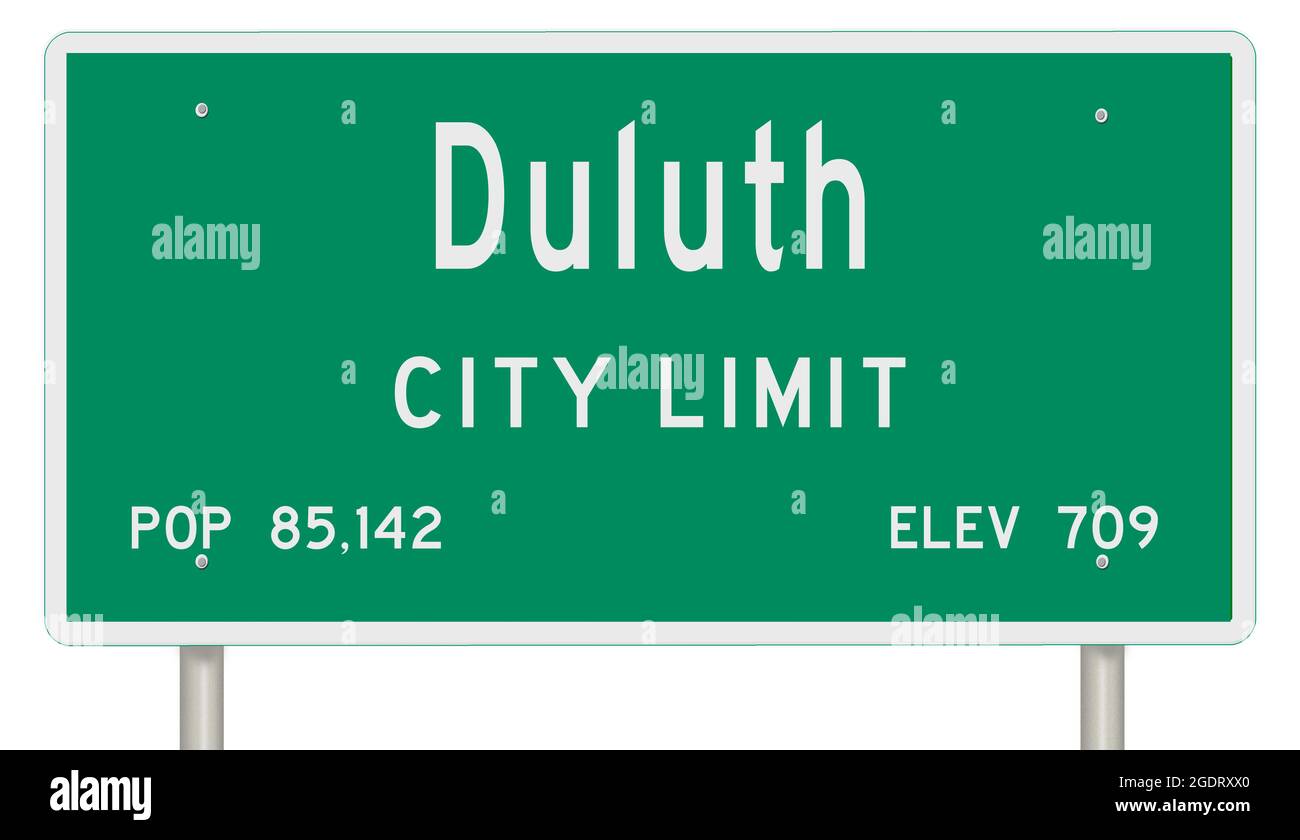 Rendering of a green Minnesota highway sign with city information Stock ...