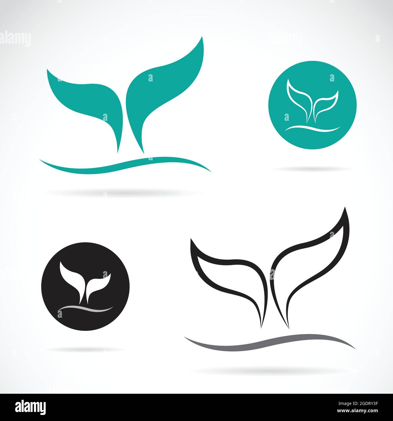 Vector image of whale tails on white background. Easy editable layered ...