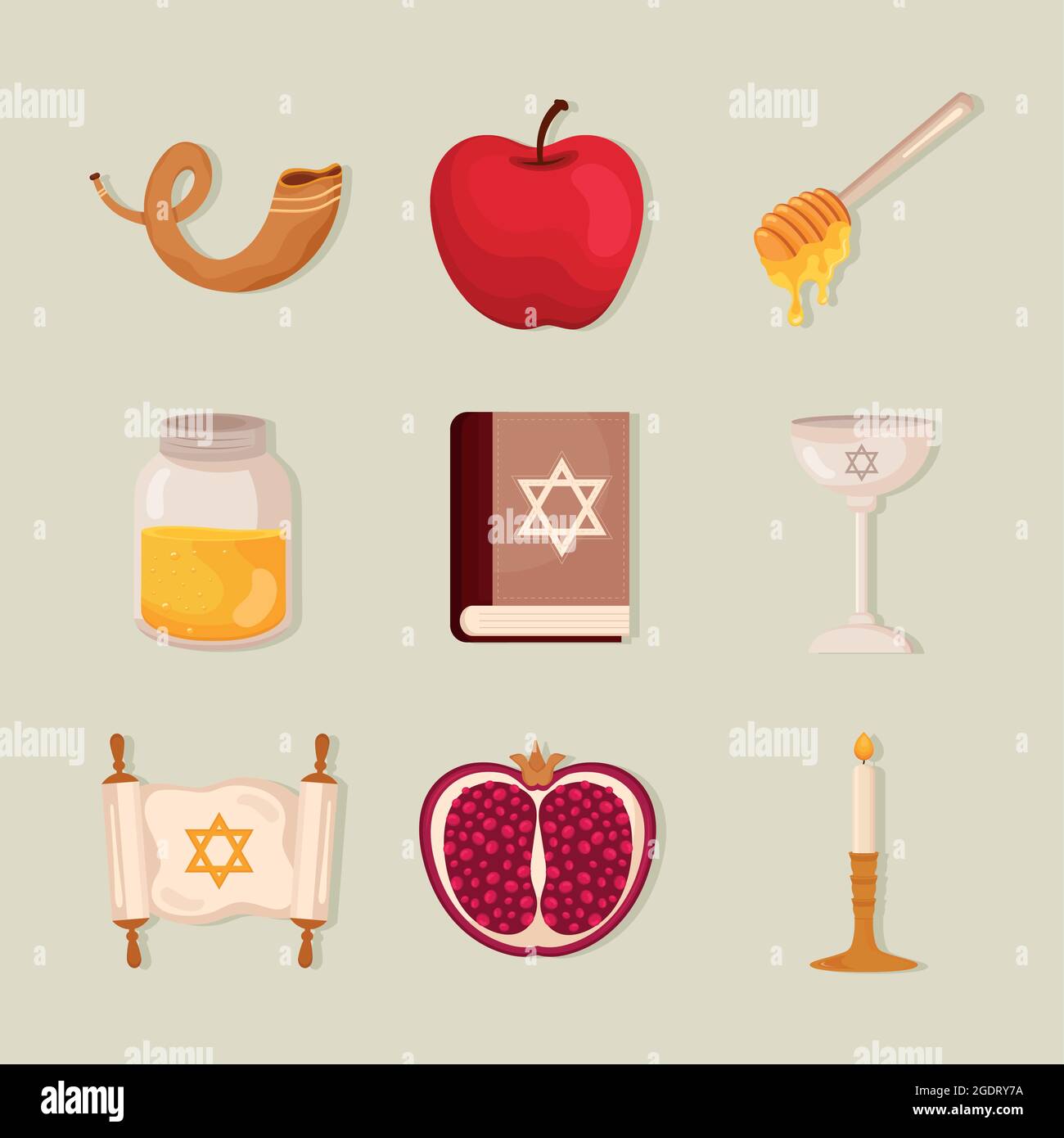 Nine Yom Kippur Icons Stock Vector Image And Art Alamy