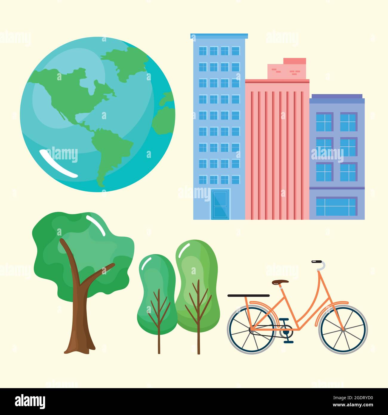 Five city buildings set hi-res stock photography and images - Alamy