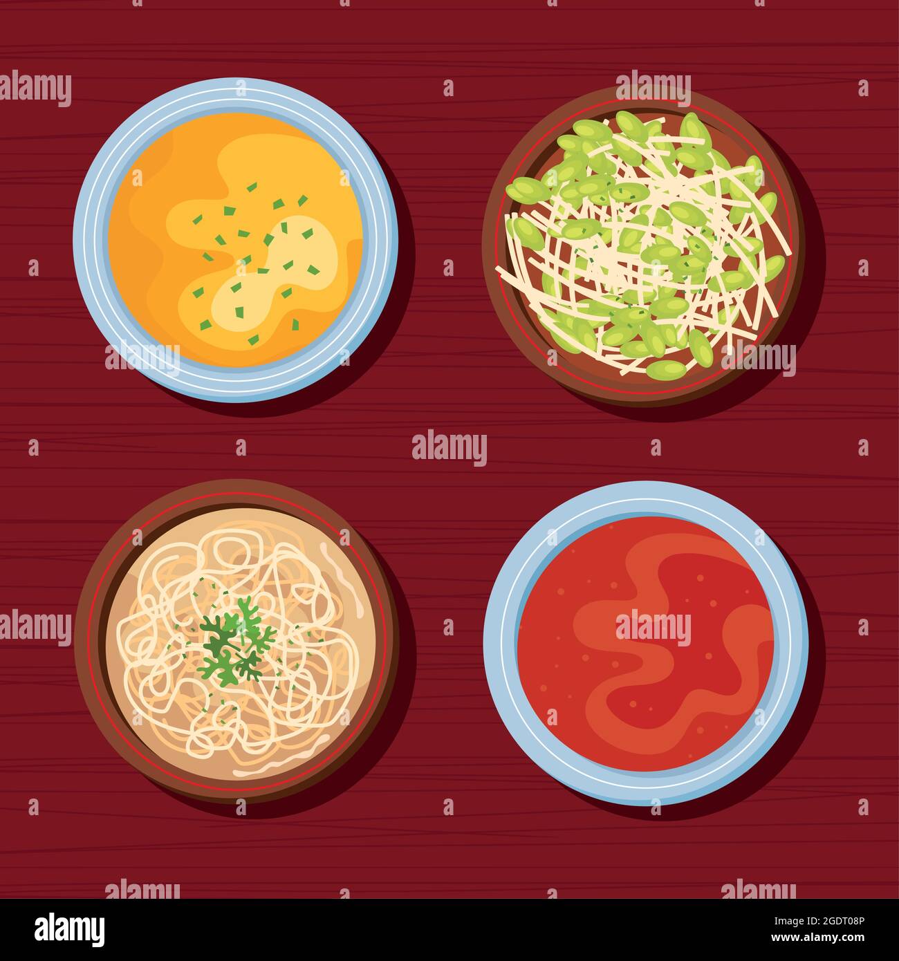 Korean cuisine food meal icons set vector kimchi soup hi-res stock ...