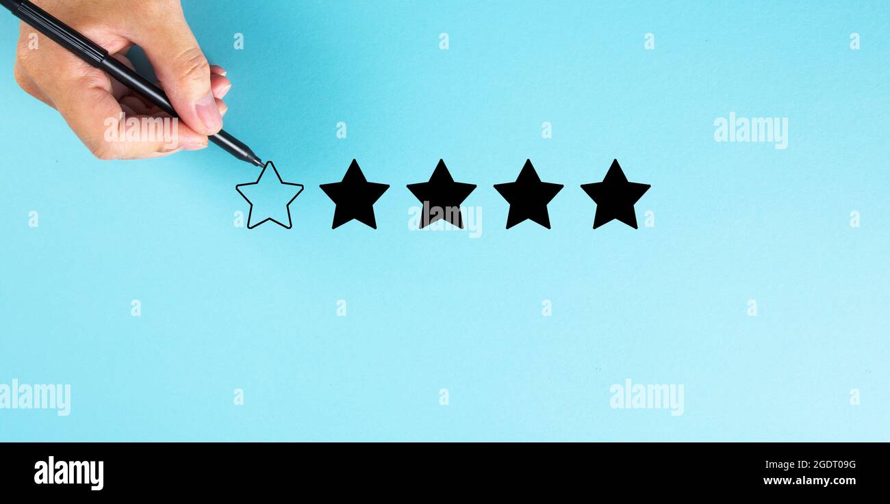 Hand draw a five star rating. evaluation and review concepts Stock ...