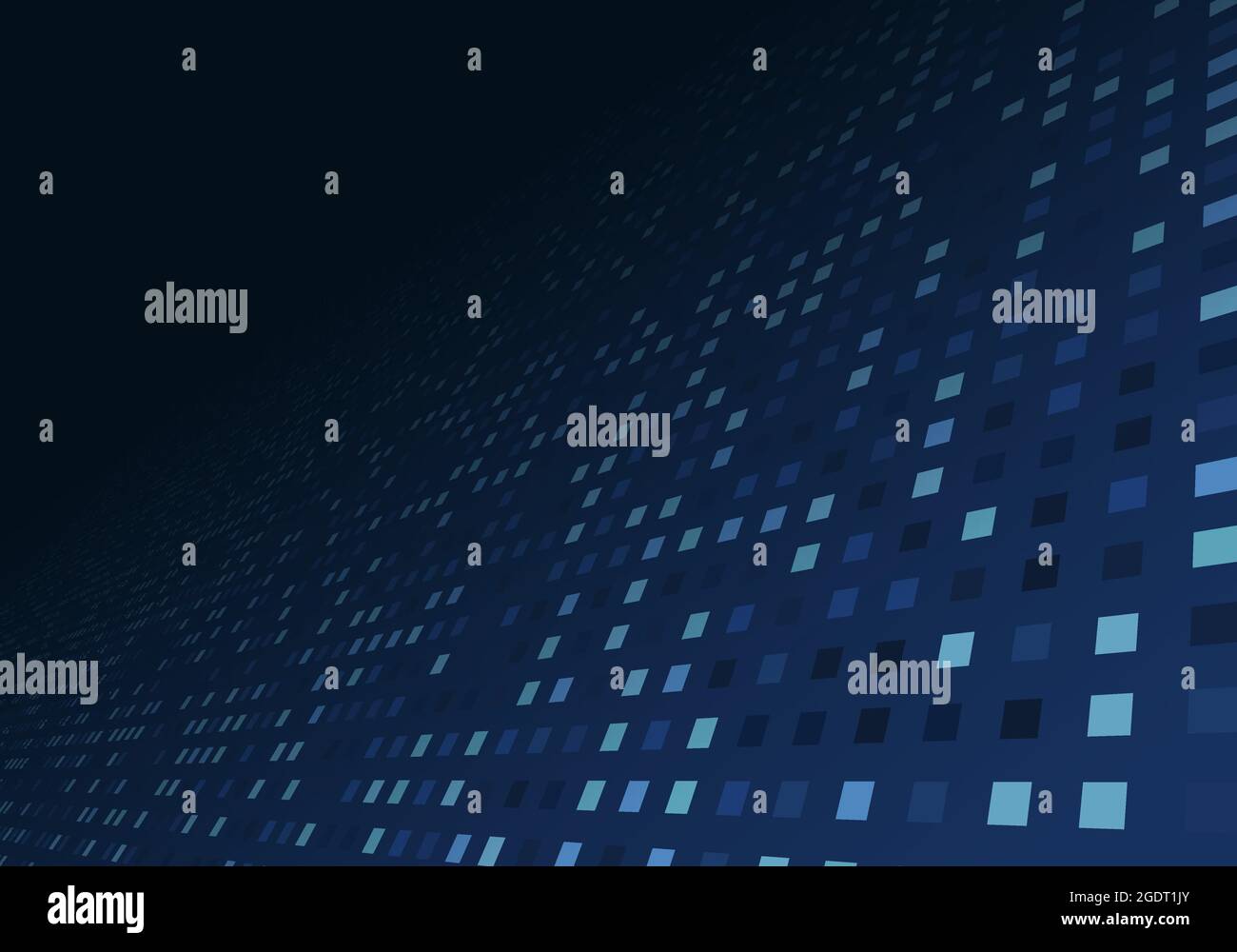 Abstract technology digital data blue square pixel pattern perspective ...