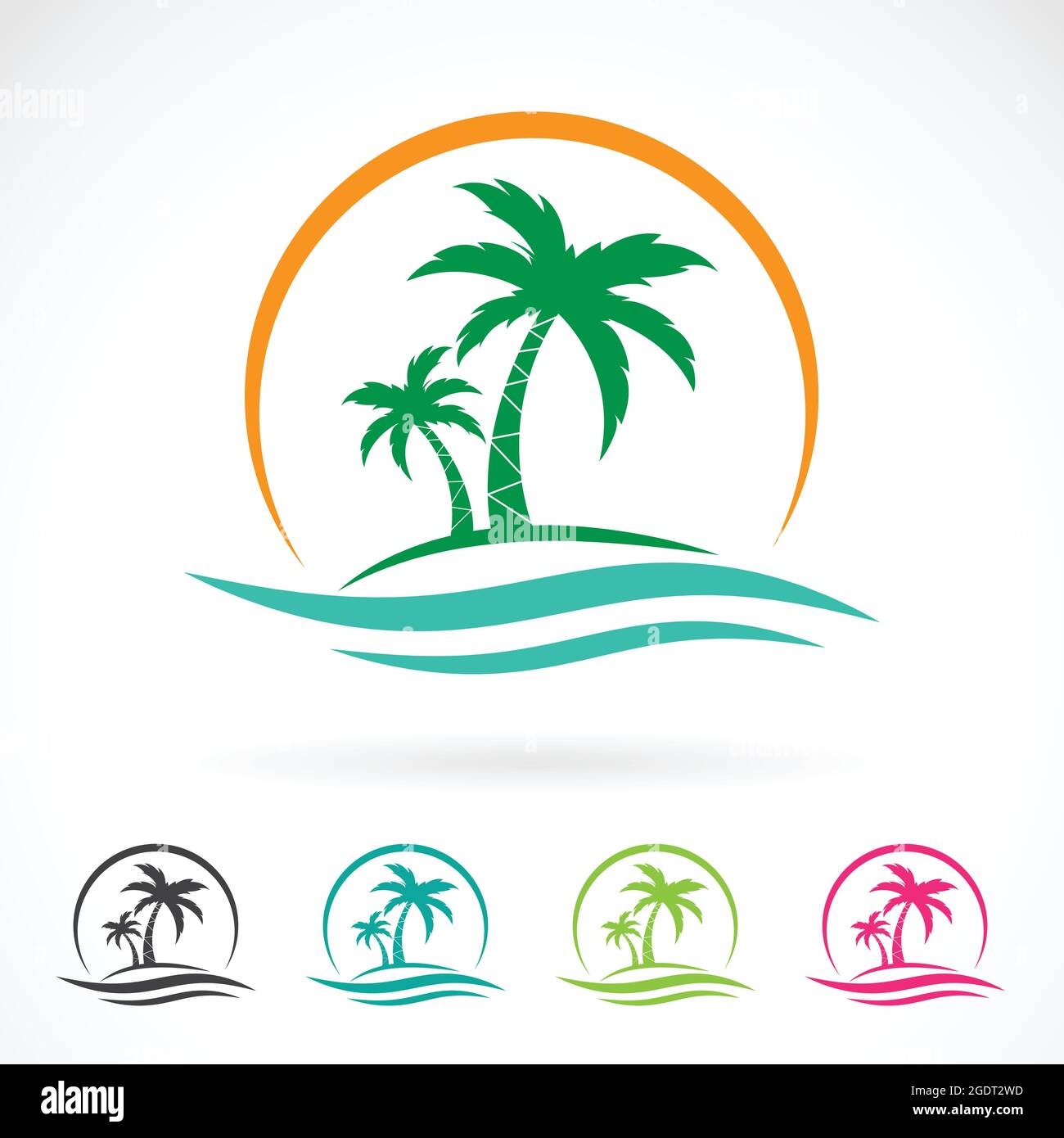 Vector image of an palm tropical tree icon on white background. logo ...