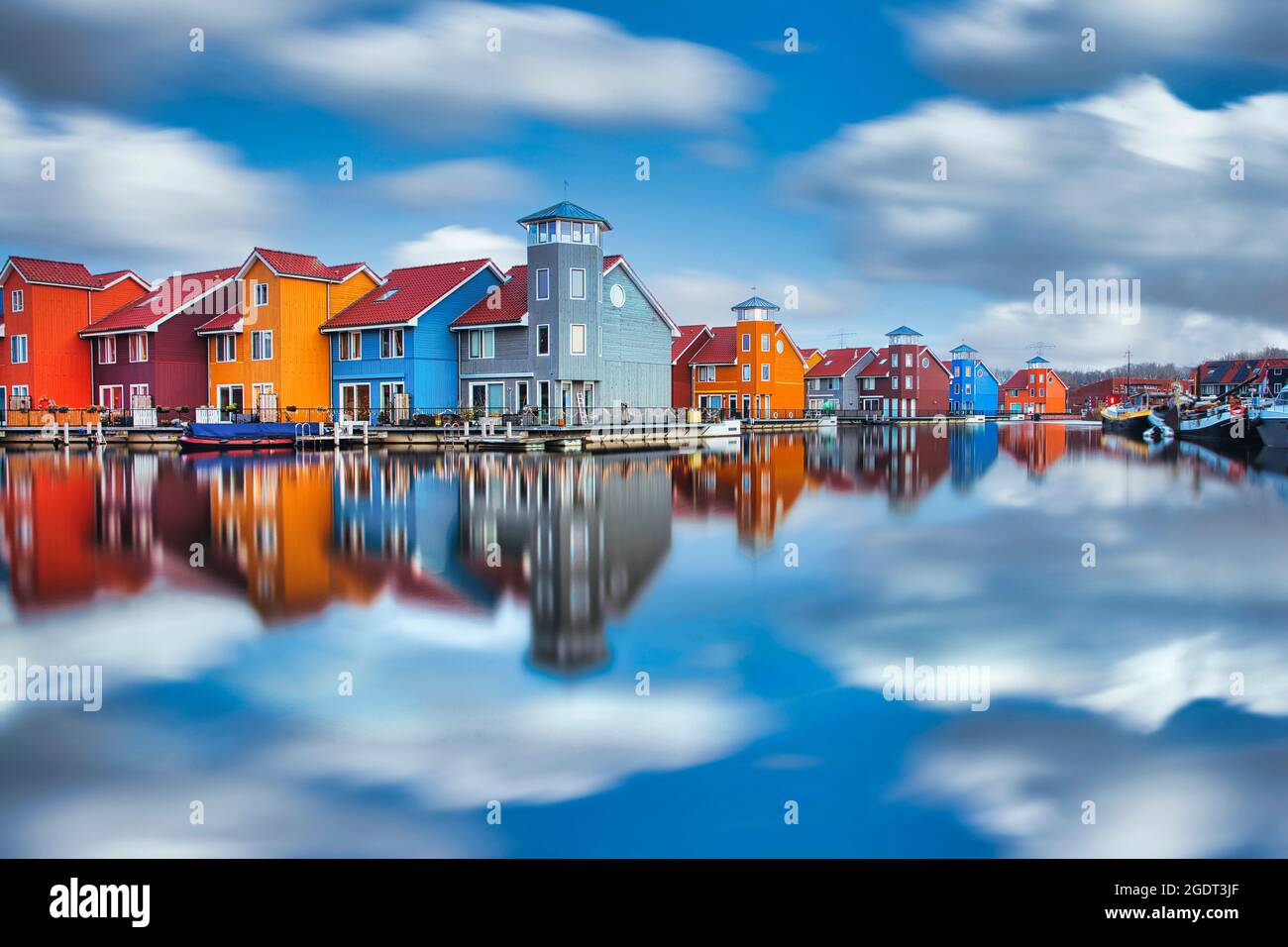 Colourful houses reitdiephaven groningen netherlands hi-res stock ...