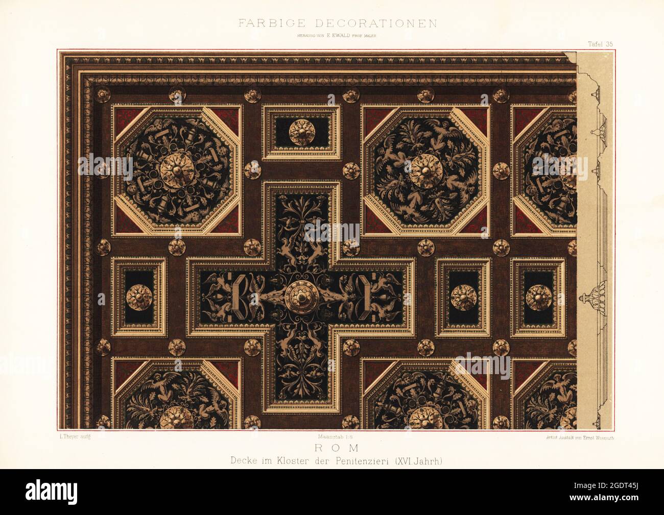 Baroque ceiling in the Monastery of the Penitenzieri, Rome, 16th ...