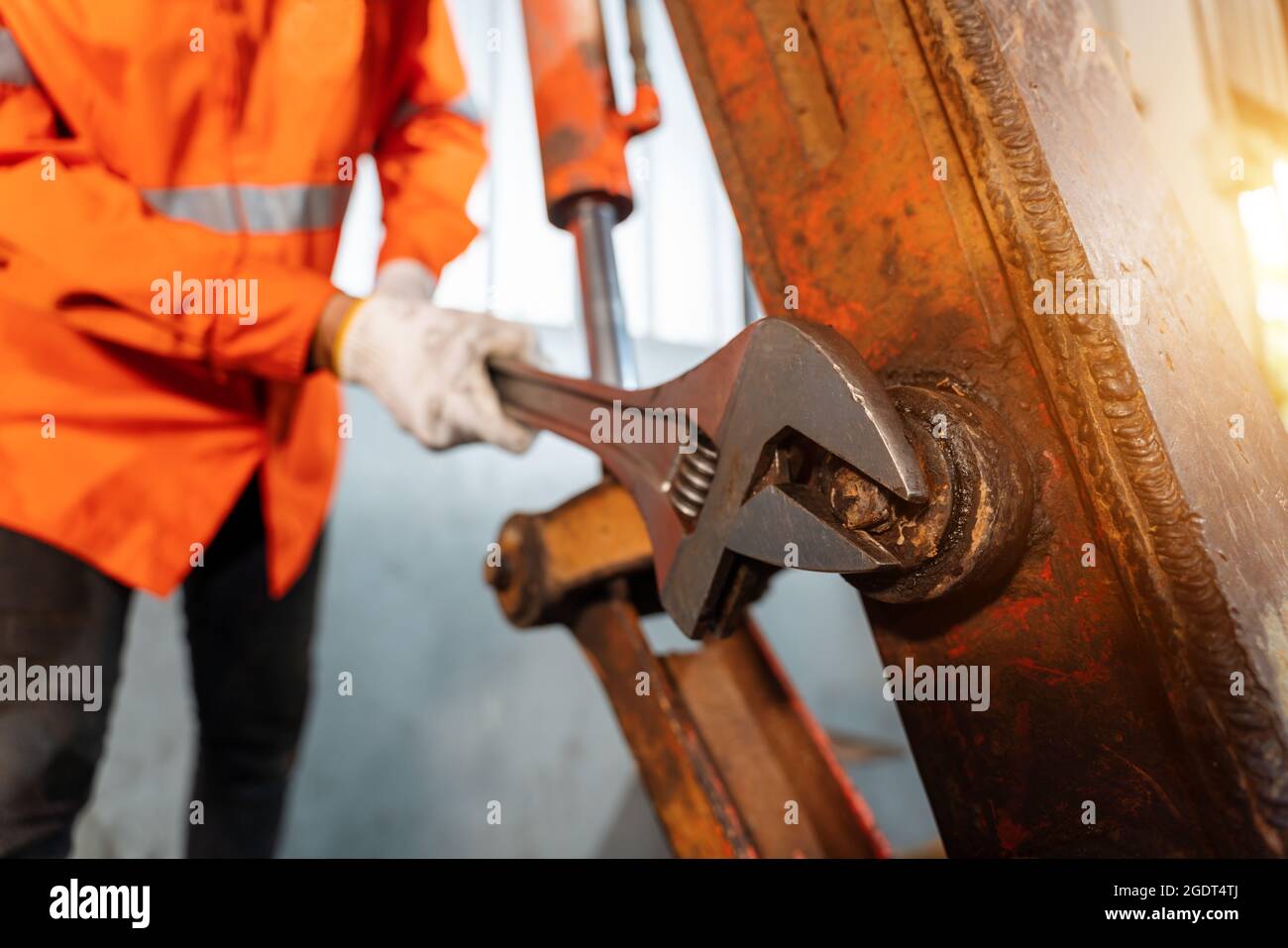 Close up of a human hand holding a tool for maintenance or machine ...