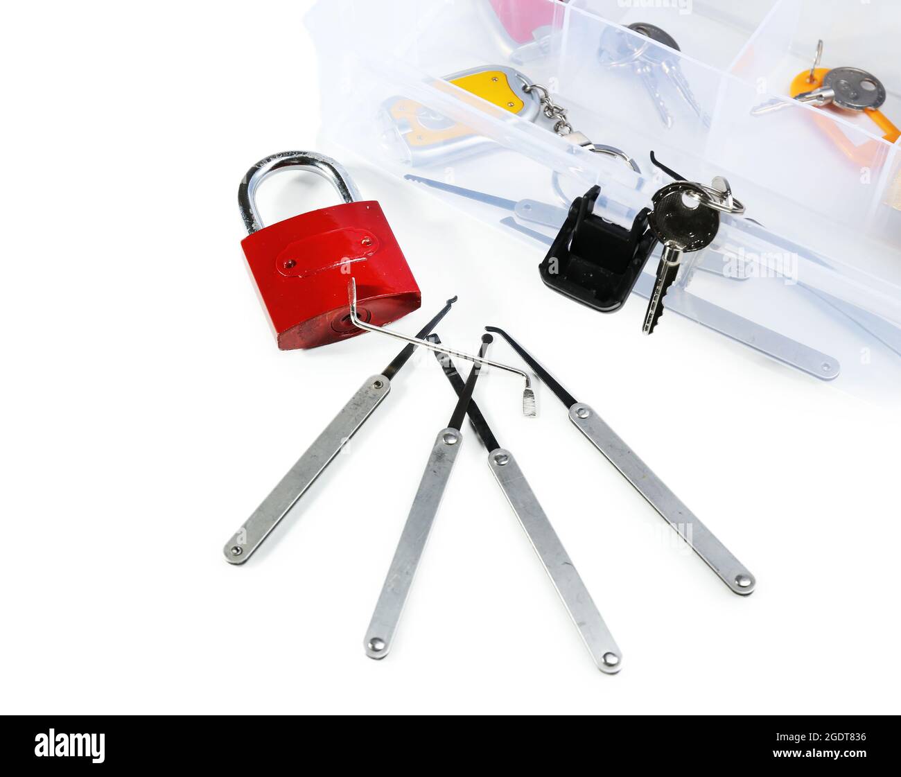 Set of keys, lock picks isolated on white Stock Photo - Alamy
