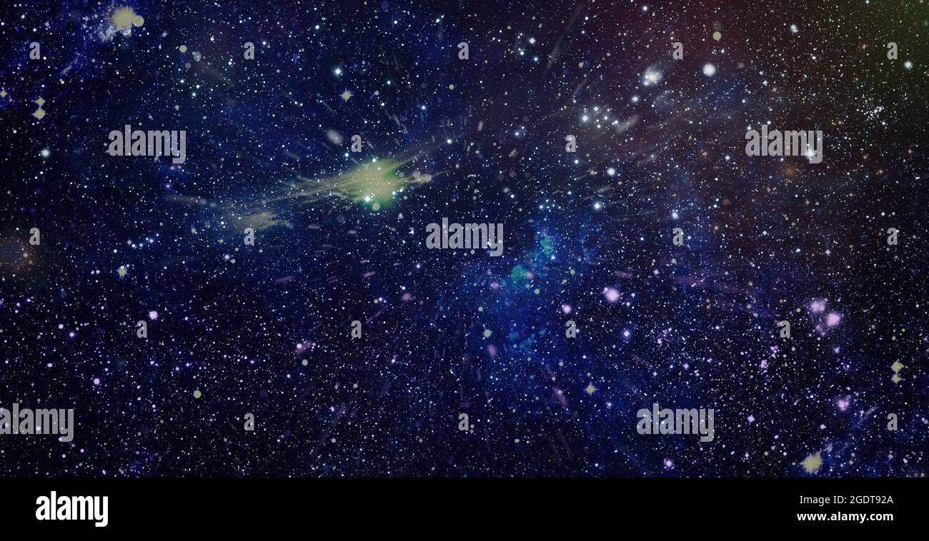 Chaotic space background. Planets, stars and galaxies in outer space ...