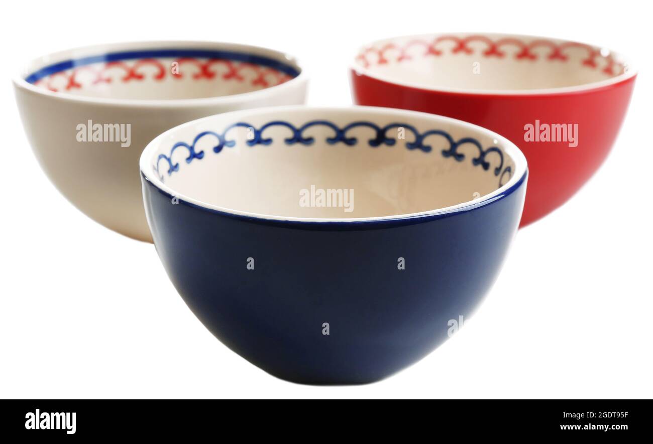 Empty bowls isolated on white Stock Photo - Alamy