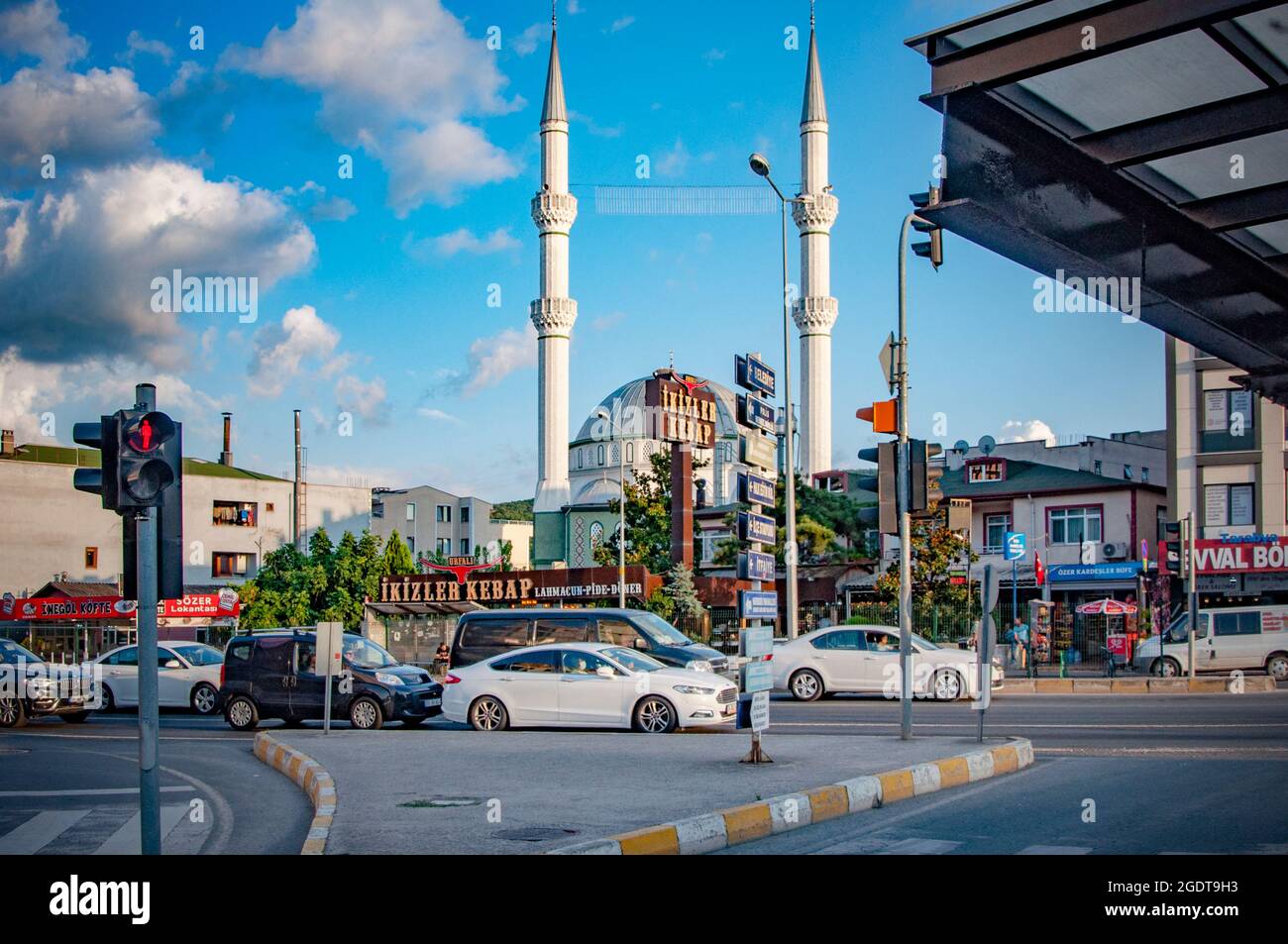 ALTINOVA, TURKEY. AUGUST 07, 2021. City center View to Mosque Main ...