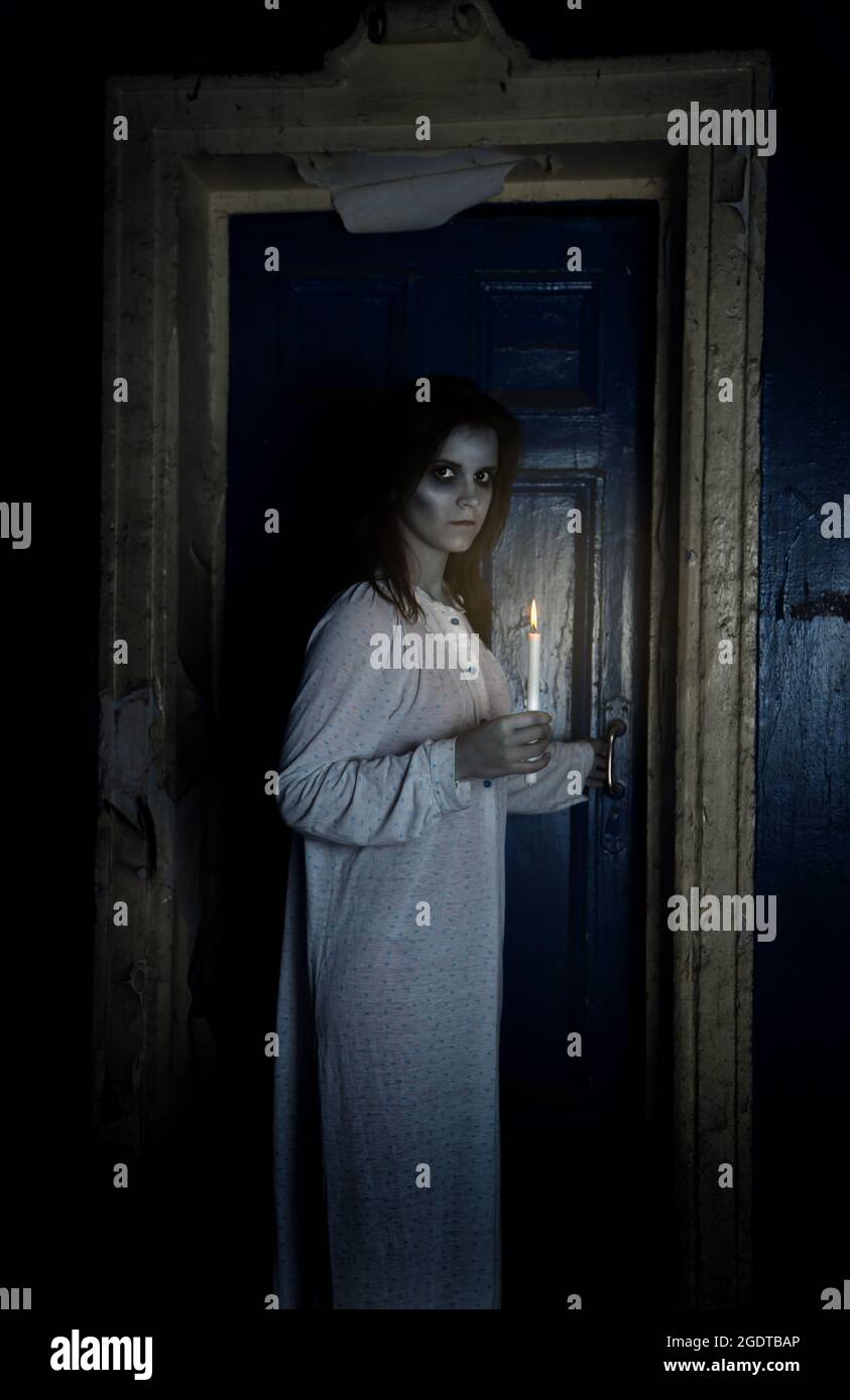 Horror Scene of with scary woman Stock Photo - Alamy