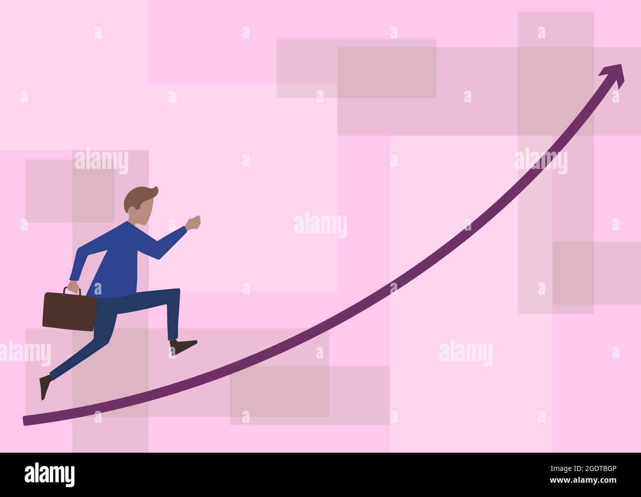 Businessman Drawing Running Upward Holding Briefcase With Arrow ...