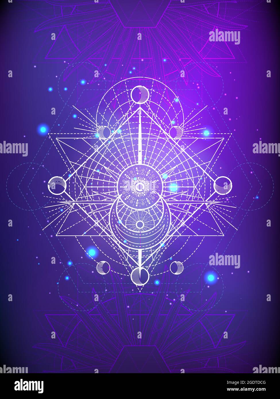 Vector illustration of Sacred geometry symbol on abstract background ...