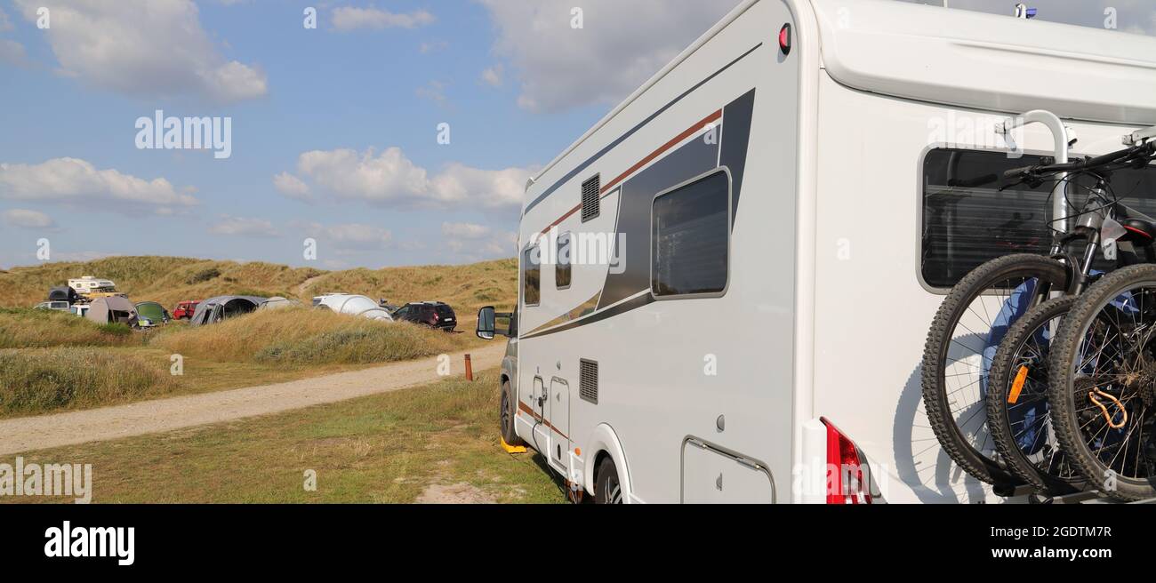 a motorhome in Denmark on the Vejers Strand car beach Stock Photo - Alamy