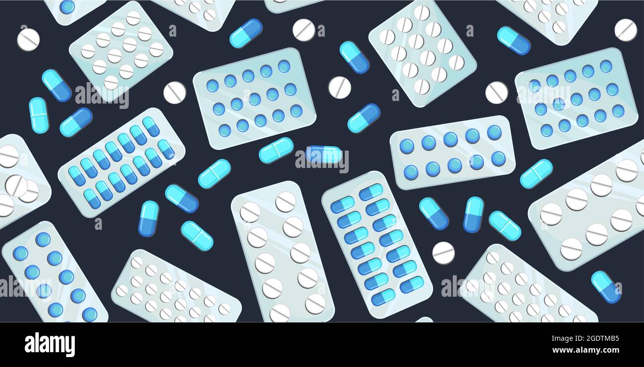 Medicines seamless pattern. Illustration with pills. Concurrency ...