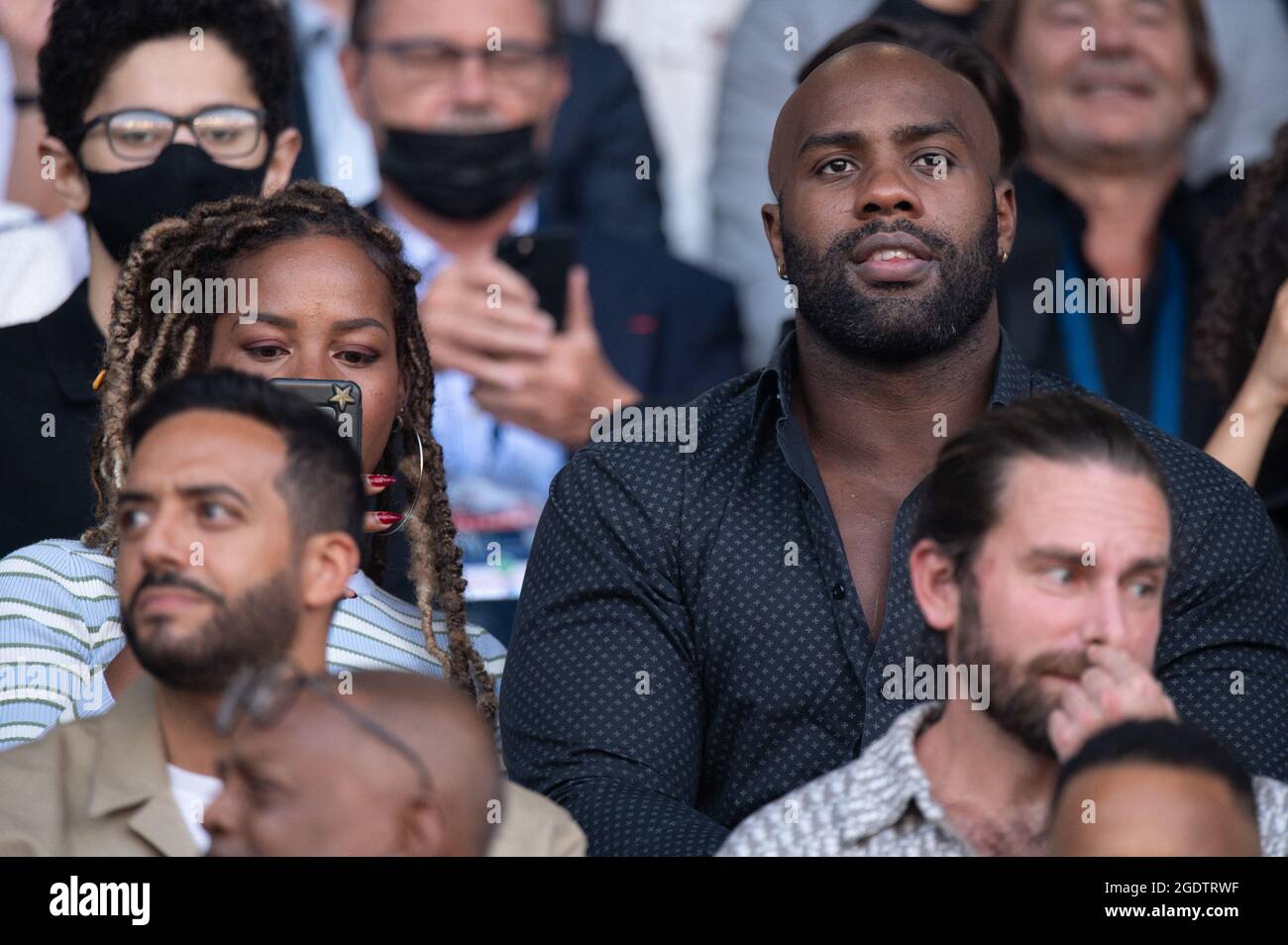 Teddy Riner and his wife Luthna Plocus attend the French Ligue 1 Uber ...