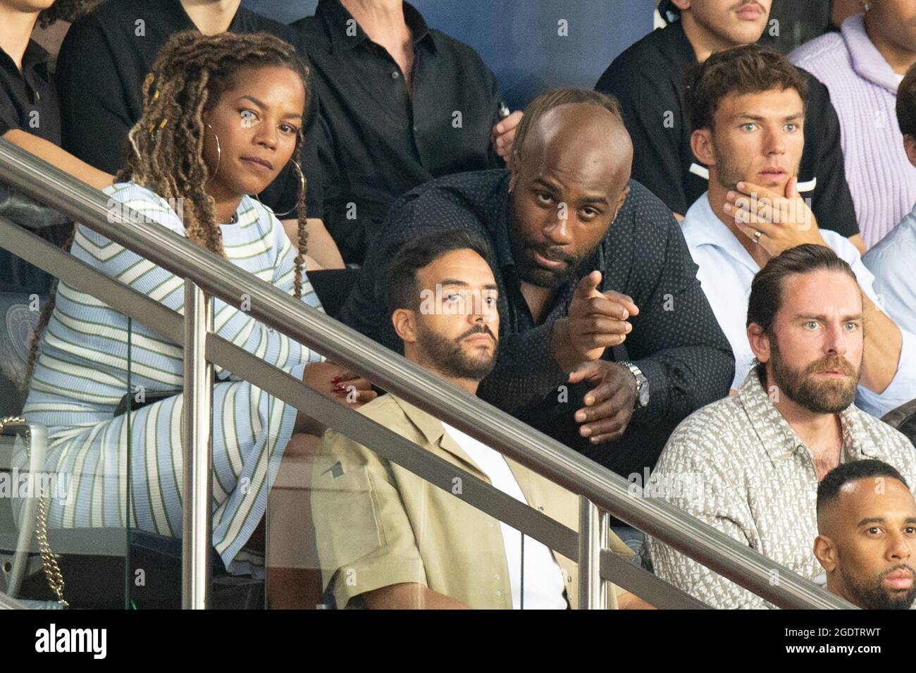 Teddy Riner and his wife Luthna Plocus attend the French Ligue 1 Uber ...