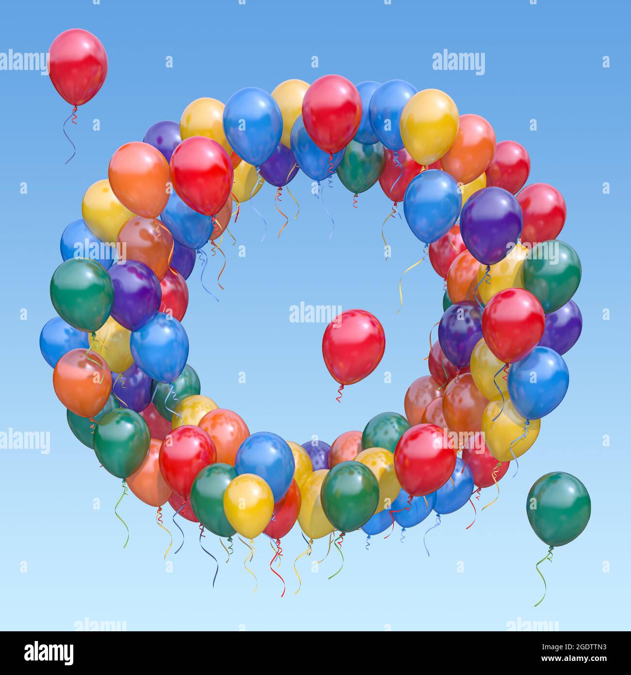 Letter O from balloons in the sky. Text letter for holiday, birthday ...