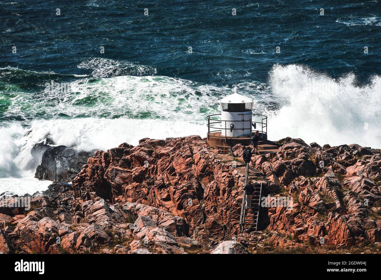 Landscape photo of a lighthouse on the seaside, close to the ocean, sea ...