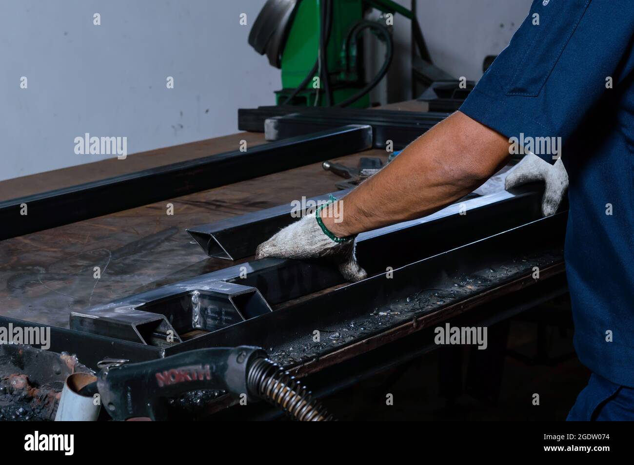 worker's hands on working table Stock Photo - Alamy