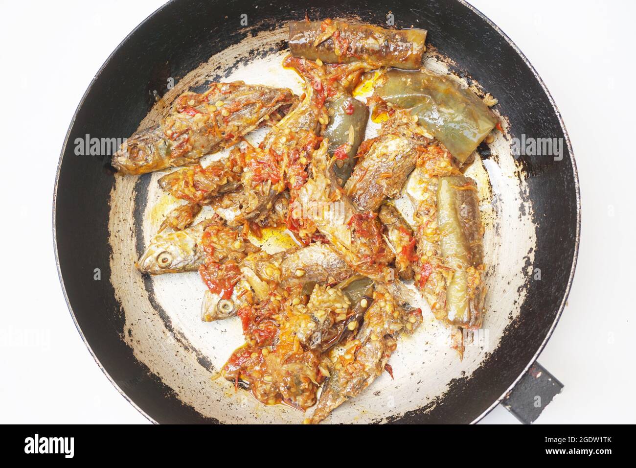 ikan pindang (Indonesian sardines) and terong balado (spicy eggplant ...